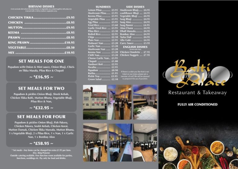 Menu | Balti Palace, Doncaster - Get 10% off on online orders via our ...
